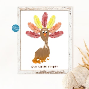 Turkey Footprint Art, DIY Kid Craft, Footprint Keepsake, Fall Handprint ...
