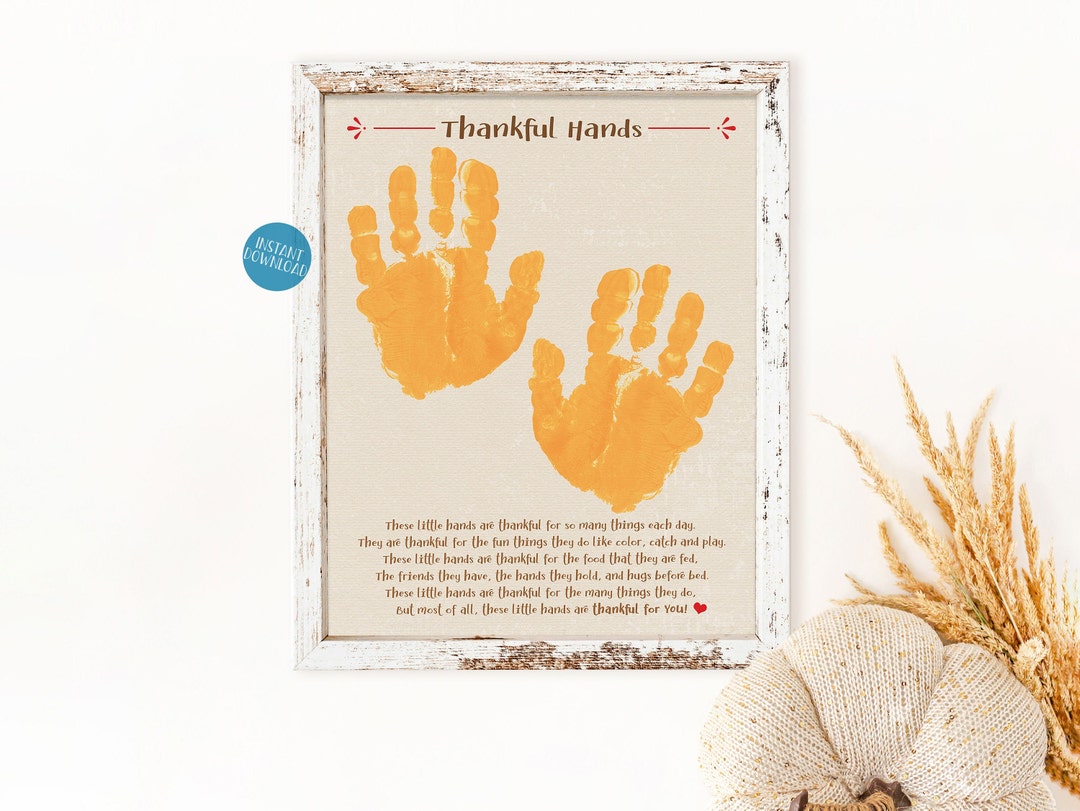 Thanksgiving Handprint Art Project, DIY Kid Craft Kit, Baby Handprint ...