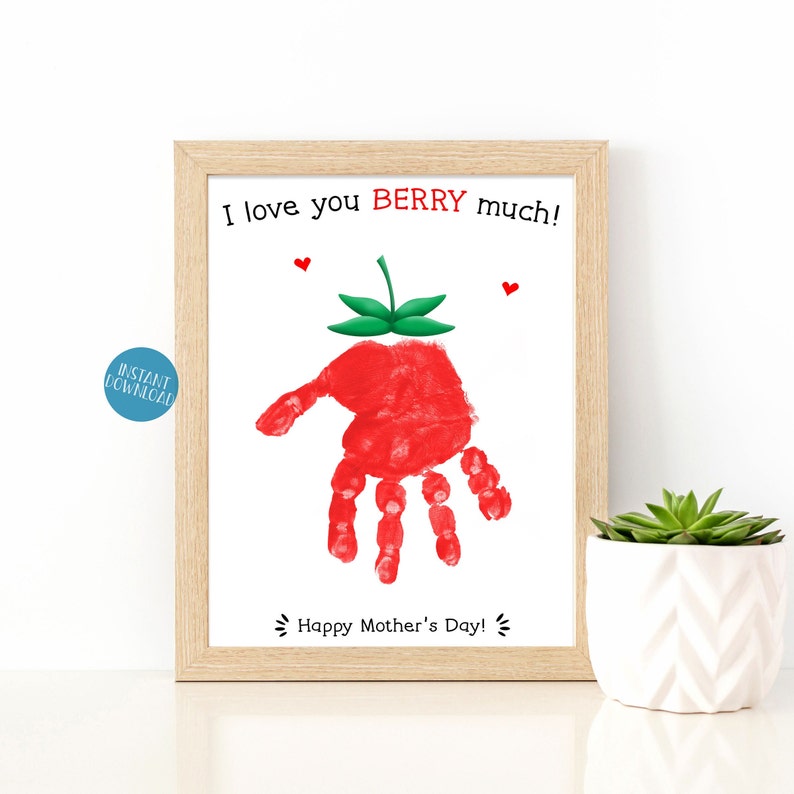 Mother's Day Handprint Art Project I Love You Berry Much - Etsy