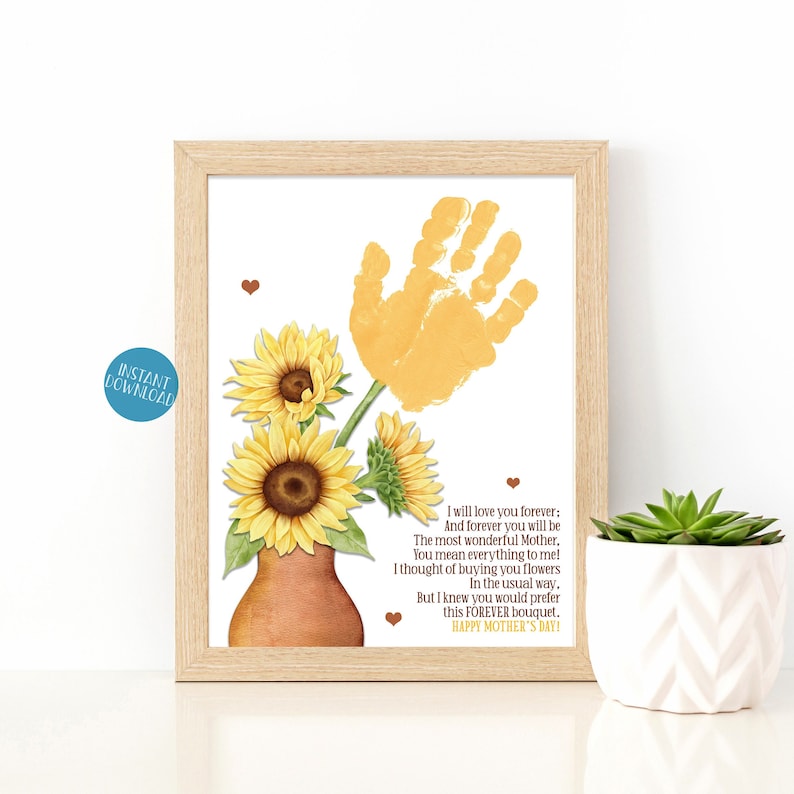 Mothers Day Handprint Craft for Mom Flower Handprint Art Mom - Etsy