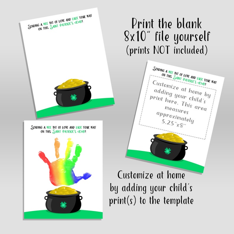 St Patrick's Day Handprint Art Pot of Gold Rainbow | Etsy