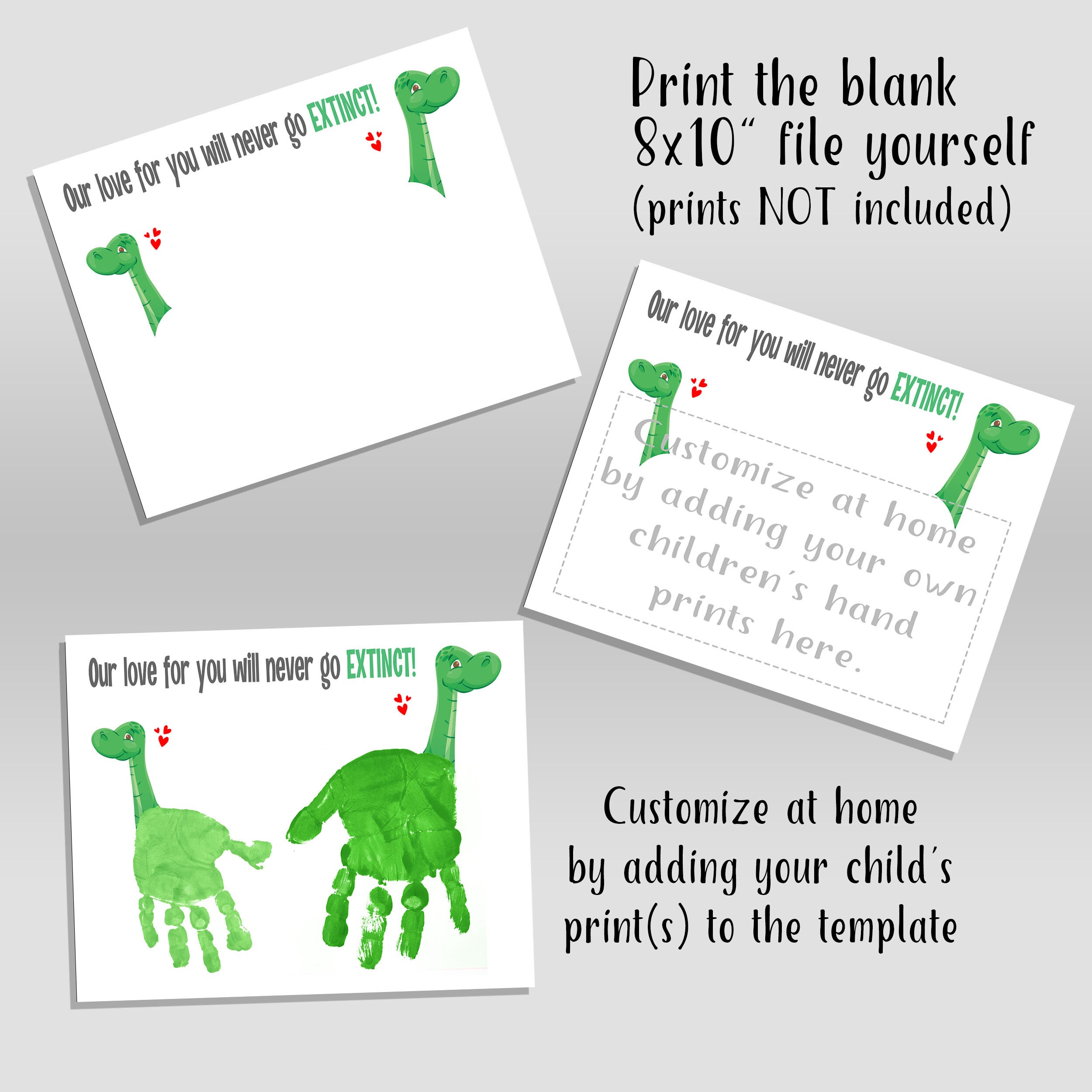 Dinosaur Handprint Art Gift for Dad Gift for Mom Printable - Etsy