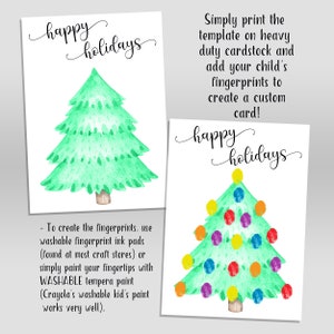 Printable Christmas Card From Kids, Thumbprint Craft for Kids, DIY ...