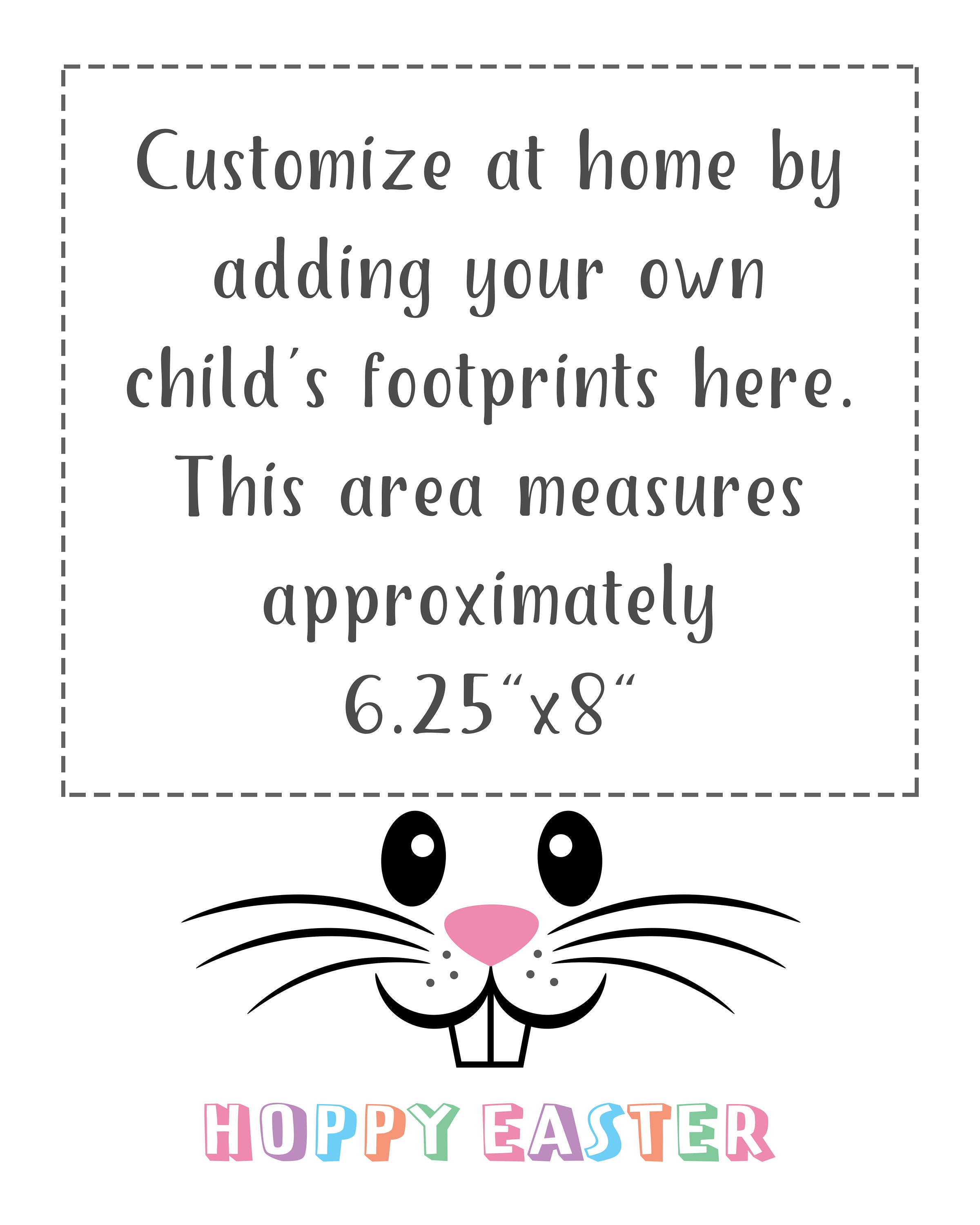 Hoppy Easter Bunny Footprint Art, Happy Easter Card, Bunny Ears ...