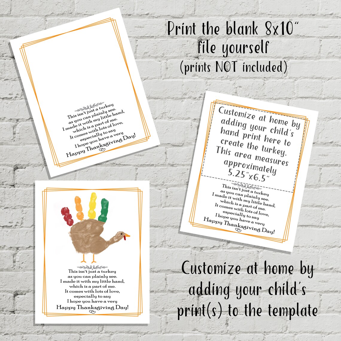 Thanksgiving Handprint Art DIY Kid Craft Handprint Keepsake - Etsy