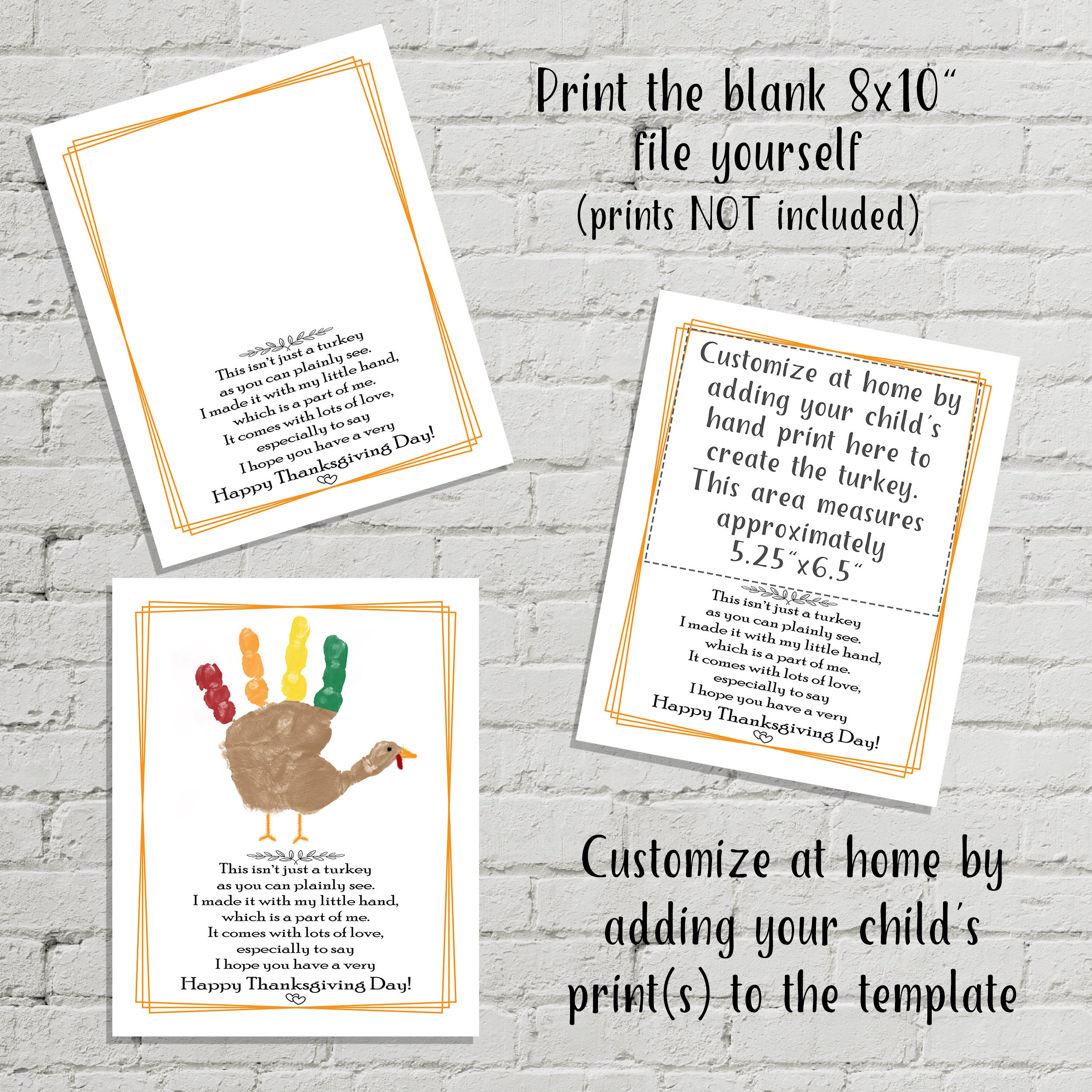 Thanksgiving Handprint Art DIY Kid Craft Handprint Keepsake - Etsy