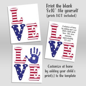 Patriotic Love Handprint Art, Baby First 4th of July Handprint Craft ...