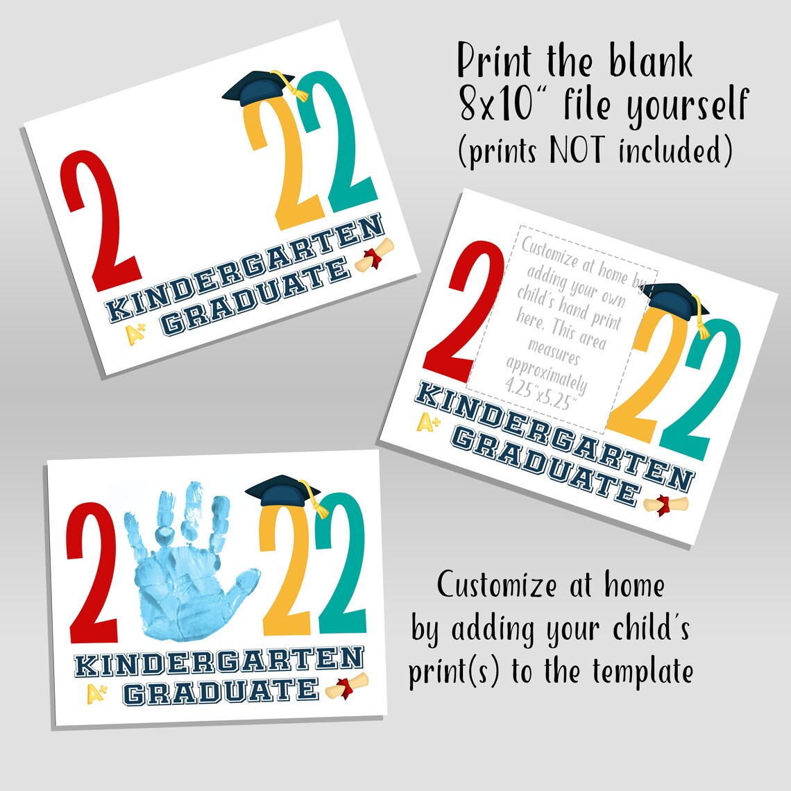 Kindergarten Graduation Sign Handprint Art DIY Kid Craft - Etsy