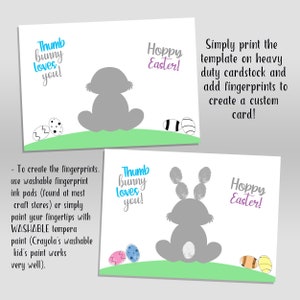 Printable Easter Card, Easter Bunny Thumbprint Craft, Fingerprint Art ...