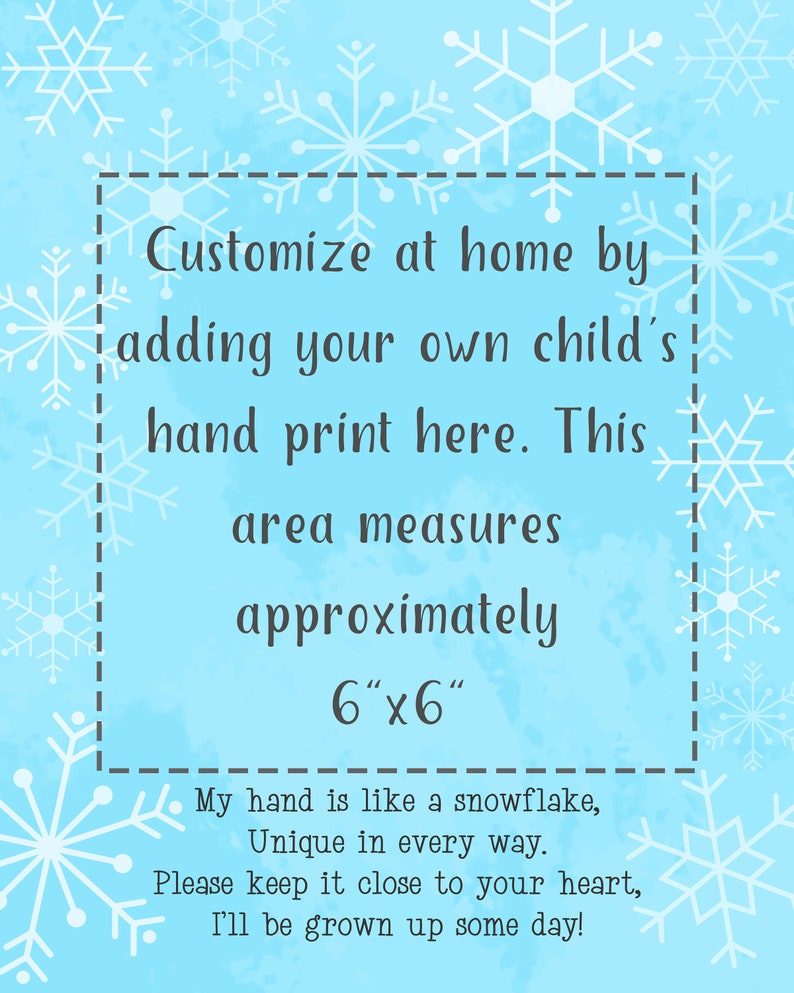 Winter Handprint Art Baby Toddler Kids DIY Snowflake Craft - Etsy