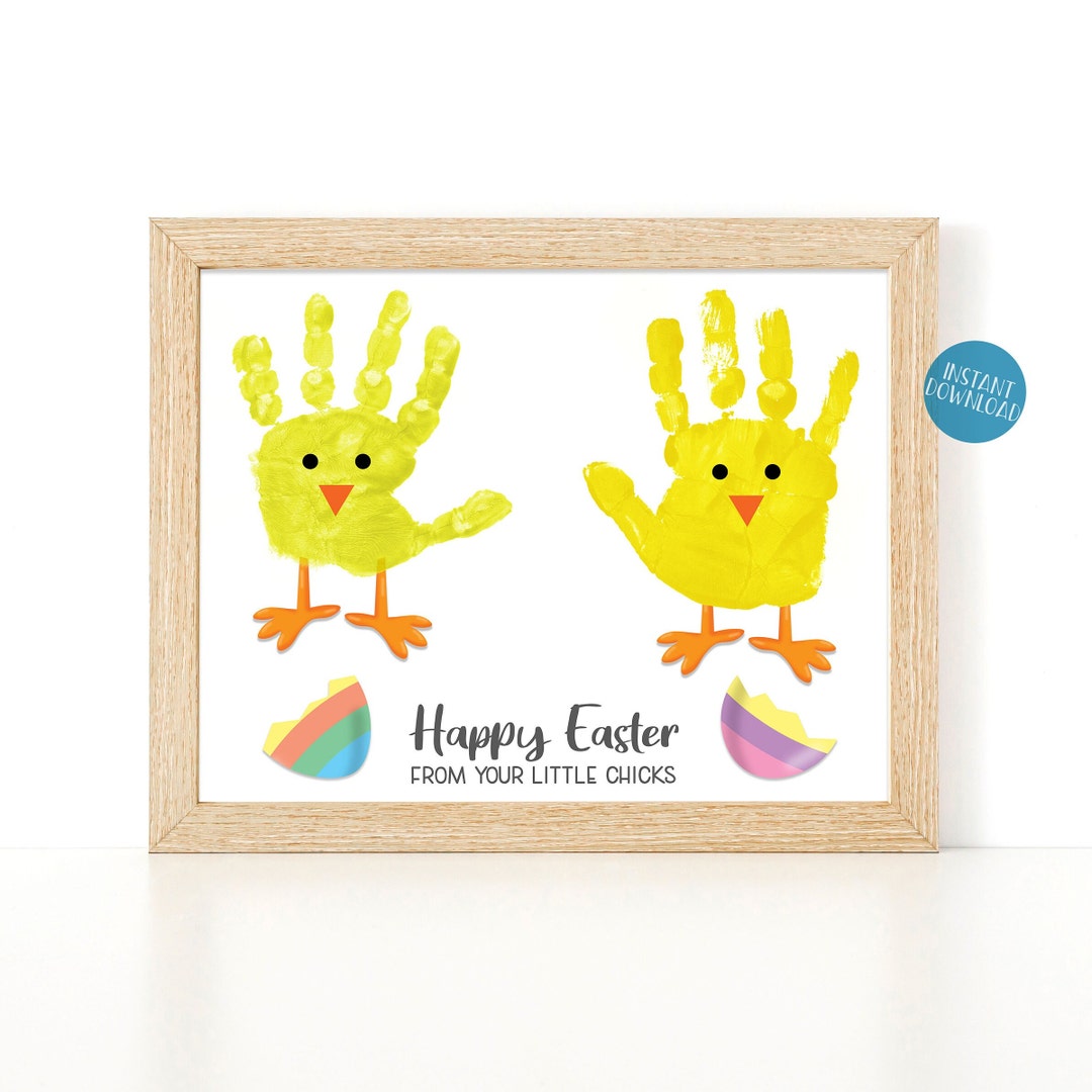 Easter Chicken Handprint Art Project for Kids, Baby Handprint Keepsake ...