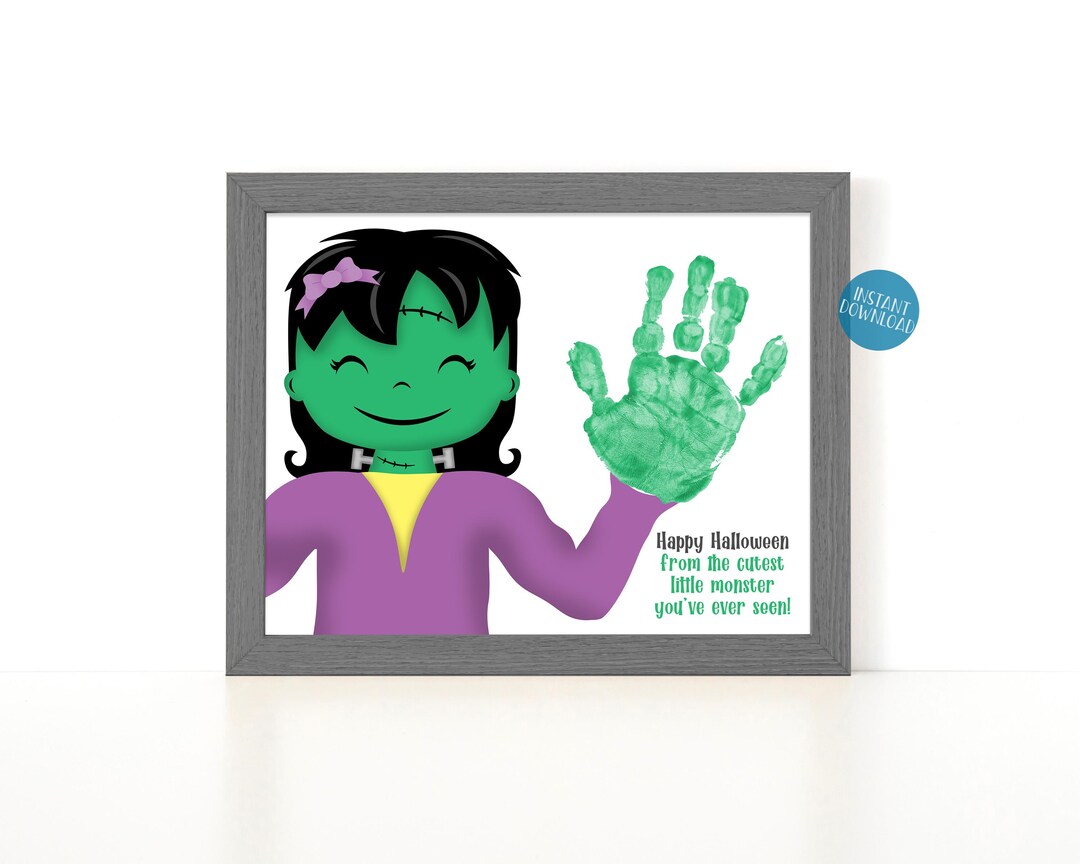 Halloween Handprint Craft for Kids, Frankenstein Baby Handprint Art ...
