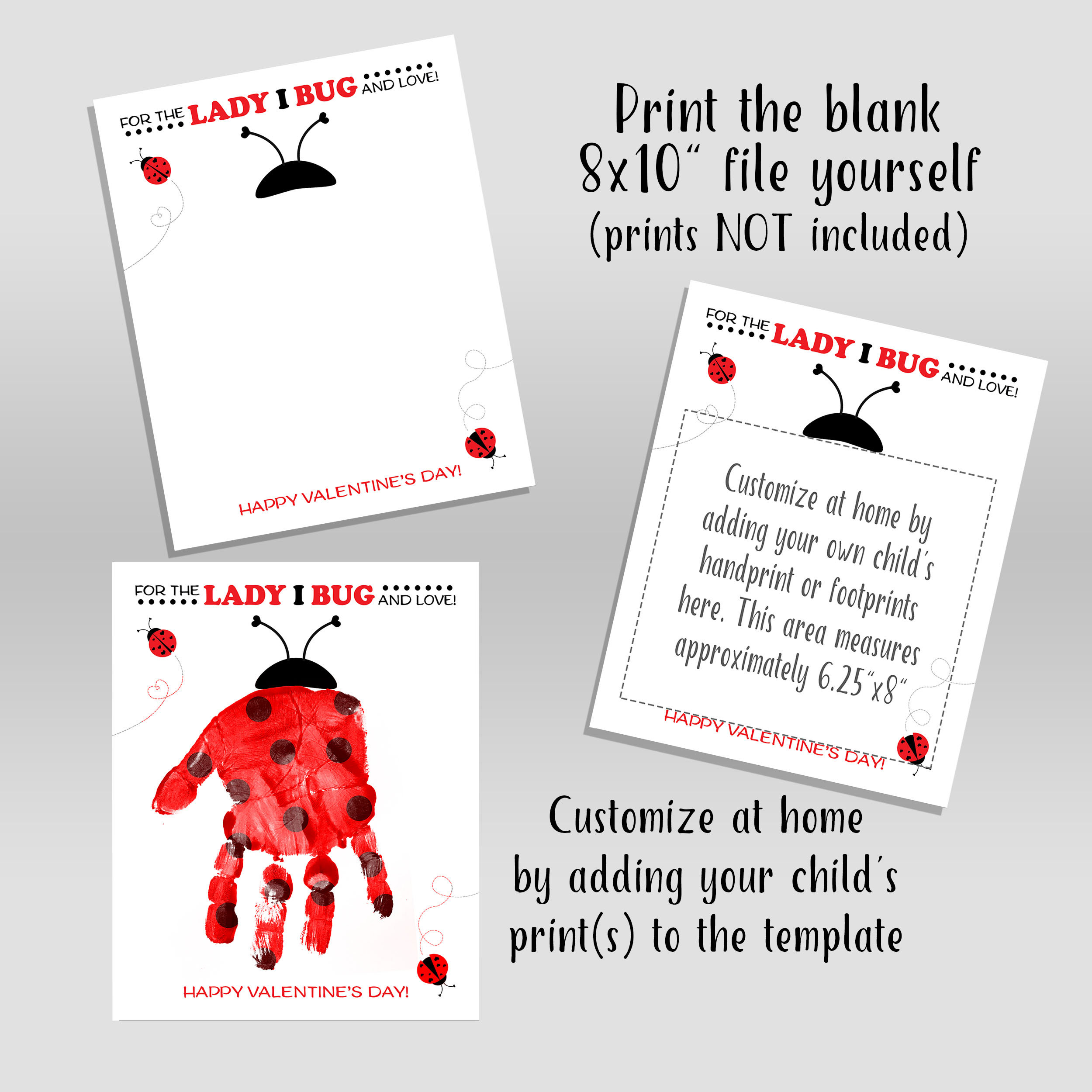 Hand Lettered & Illustrated PRINTABLE Valentines Set 2 Versions 8x10 ...