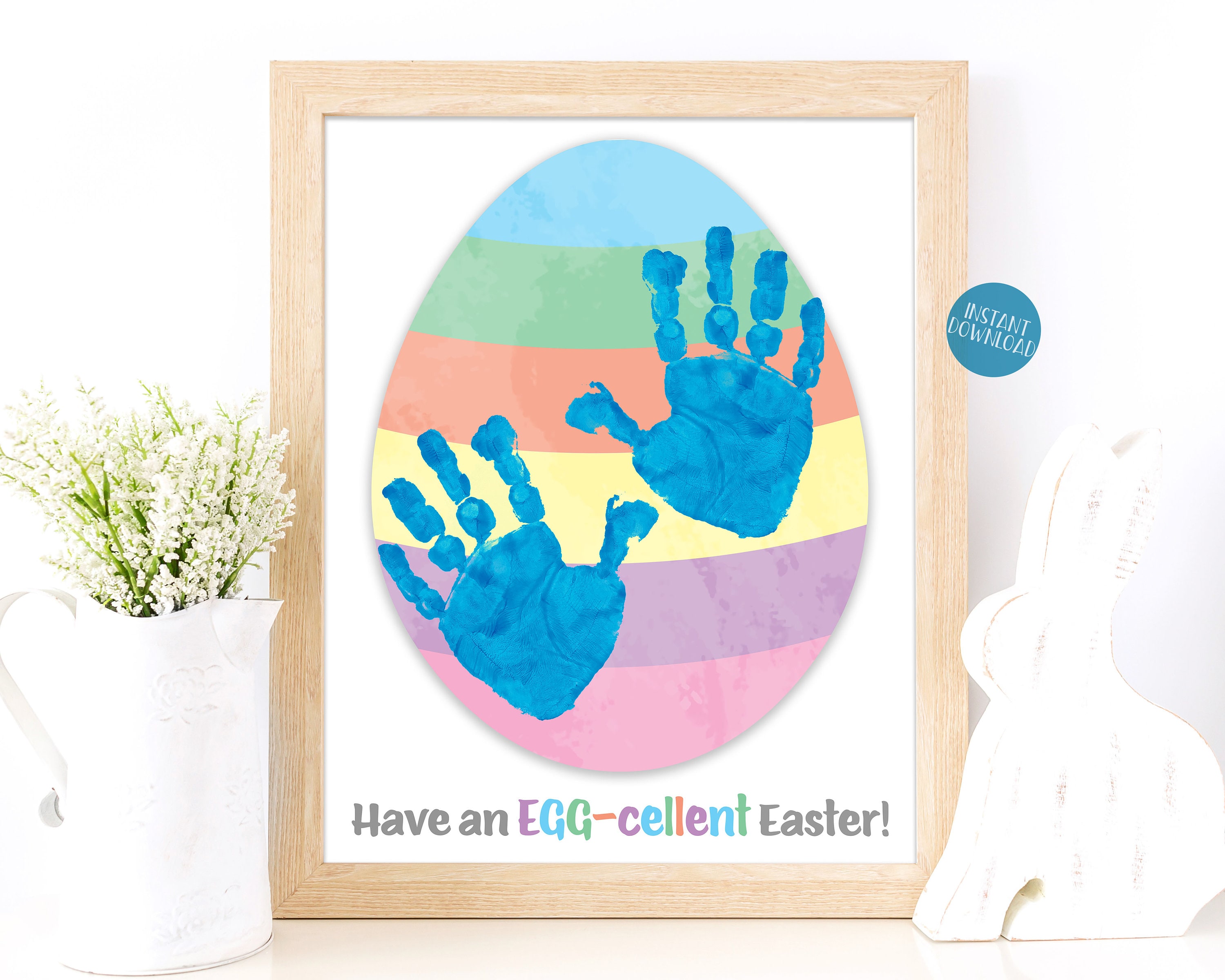 Eggcellent Easter Handprint Art, Easter Egg Handprint Keepsake, DIY Kid ...