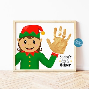 Christmas Handprint Art Project for Baby, Santas Little Helper, Toddler ...
