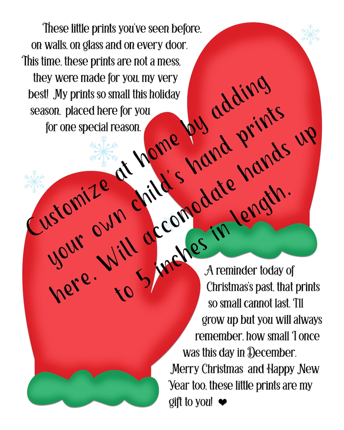 Christmas Handprint Poem Handprint Art Project for Toddlers - Etsy