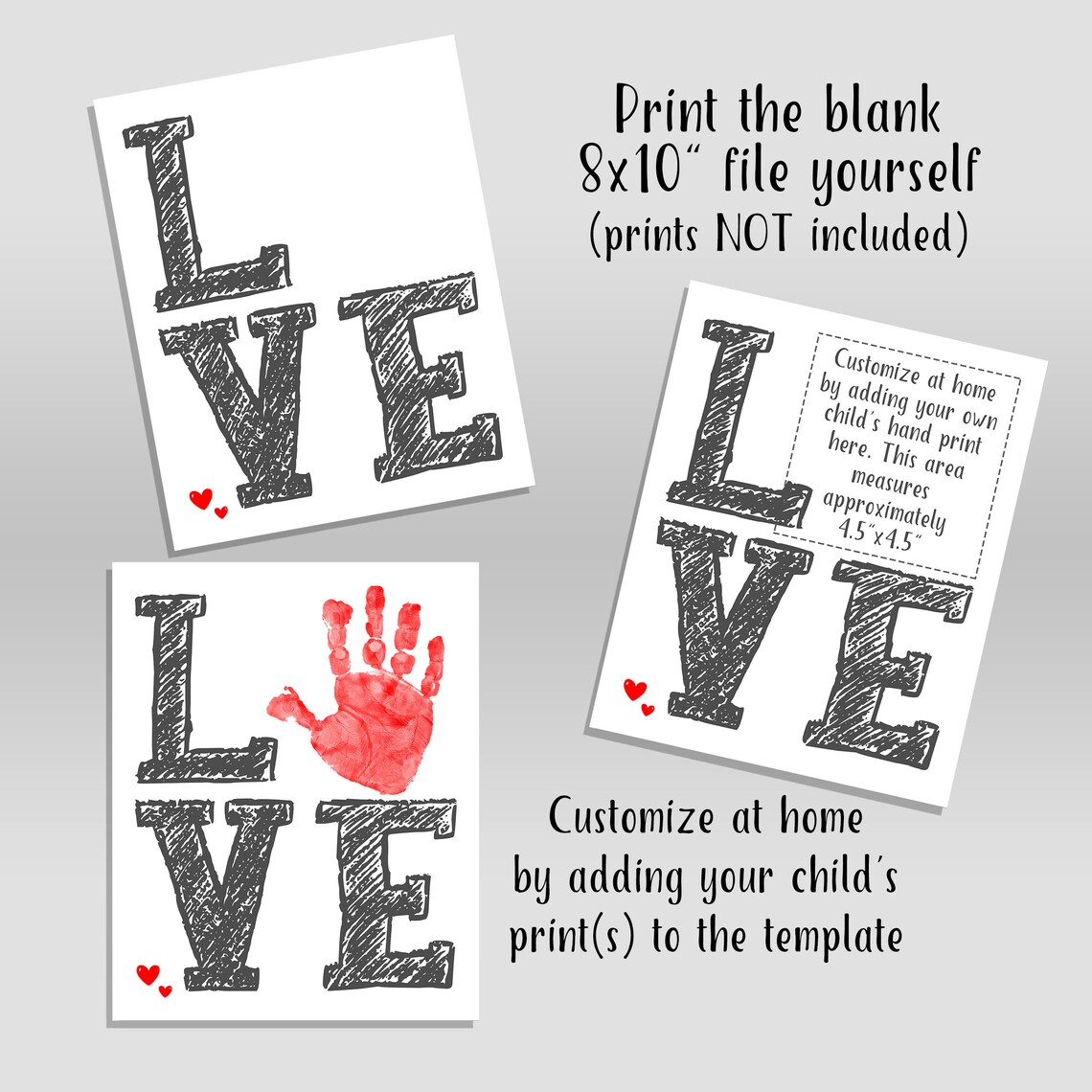 LOVE Handprint Art Valentine's Day Craft for Toddlers | Etsy