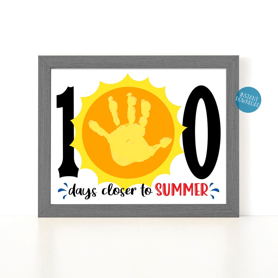 100 Days Closer to Summer Handprint Art Project for Kids, 100 Days of ...