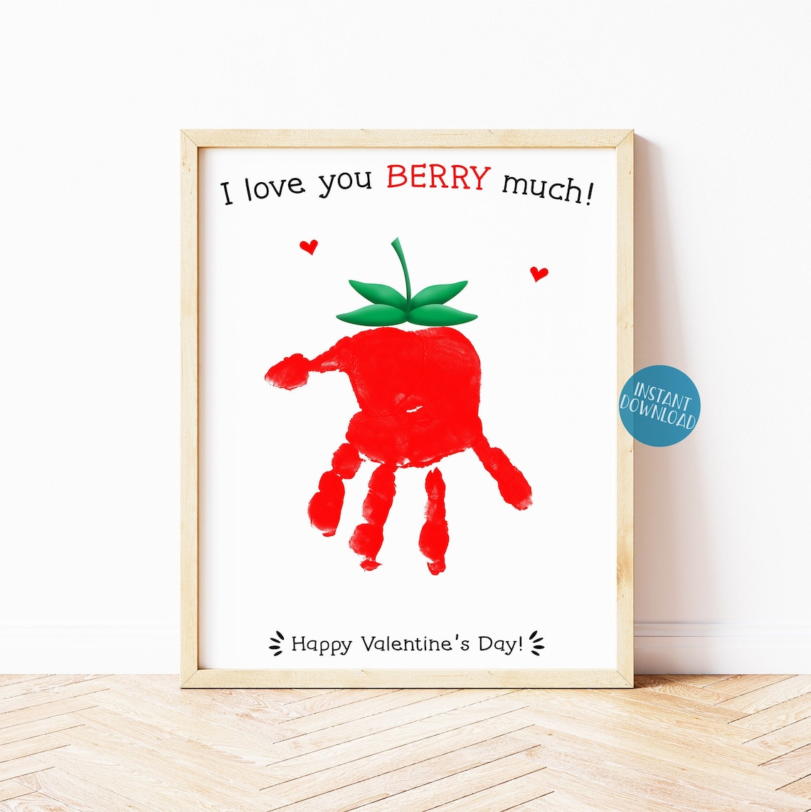 Valentine's Day Handprint Art I Love You Berry Much DIY - Etsy