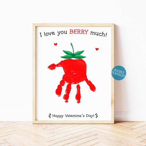 Valentine's Day Handprint Art I Love You Berry Much DIY - Etsy