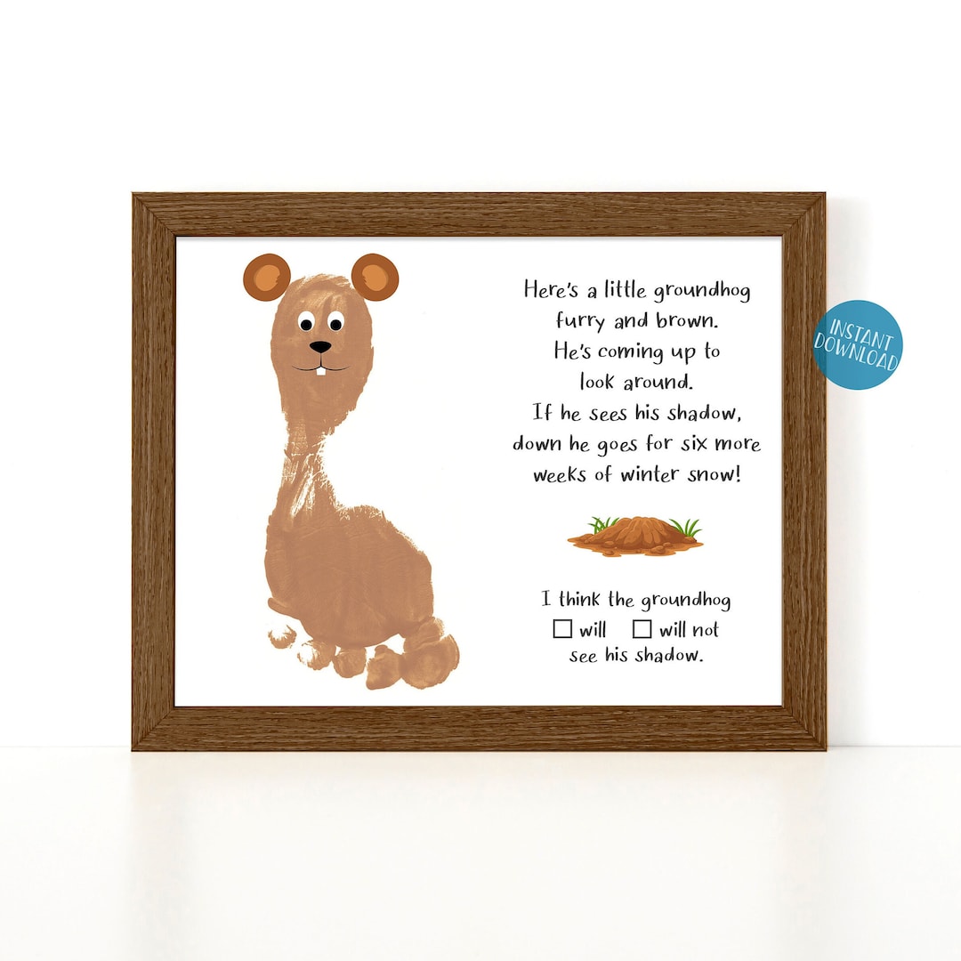 Groundhog Day Footprint Craft for Kids, Classroom Activity for ...