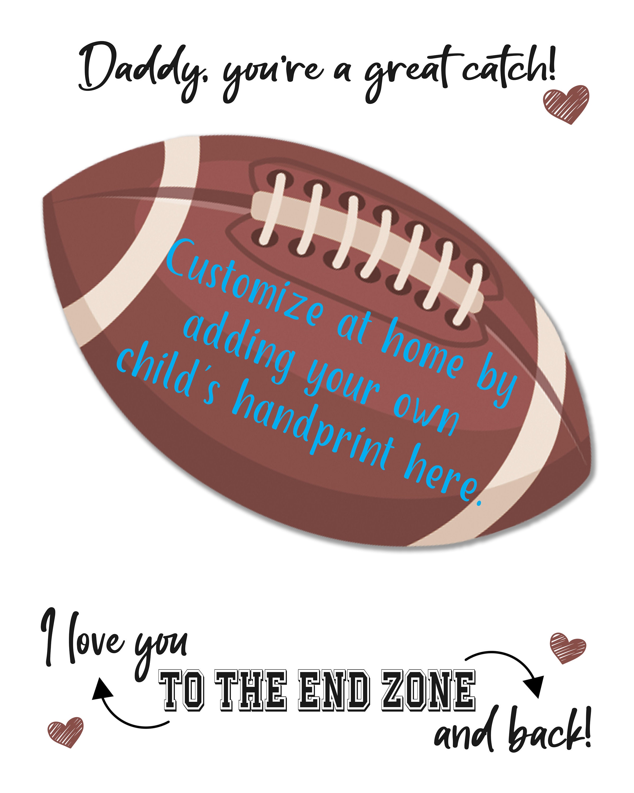Dad Gift From Son, Football Handprint Art Project for Kids, Birthday ...