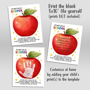 First Day of School Apple Handprint Craft, Handprint Art School Memory ...