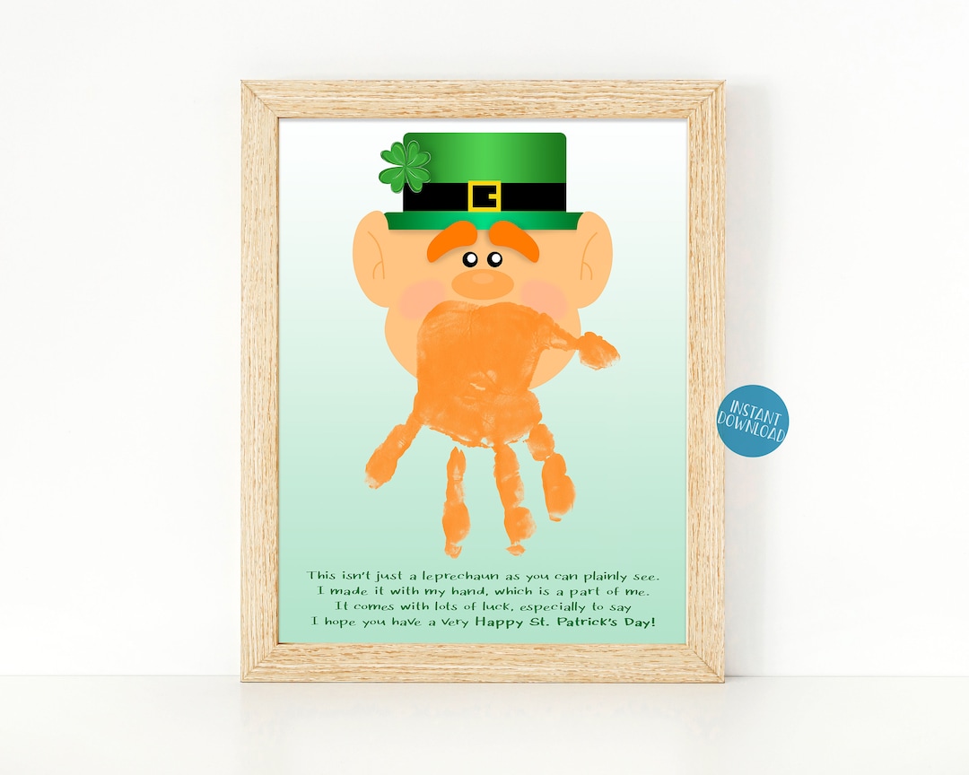 St Patrick's Day Handprint Art, Leprechaun Beard Handprint Craft, DIY ...