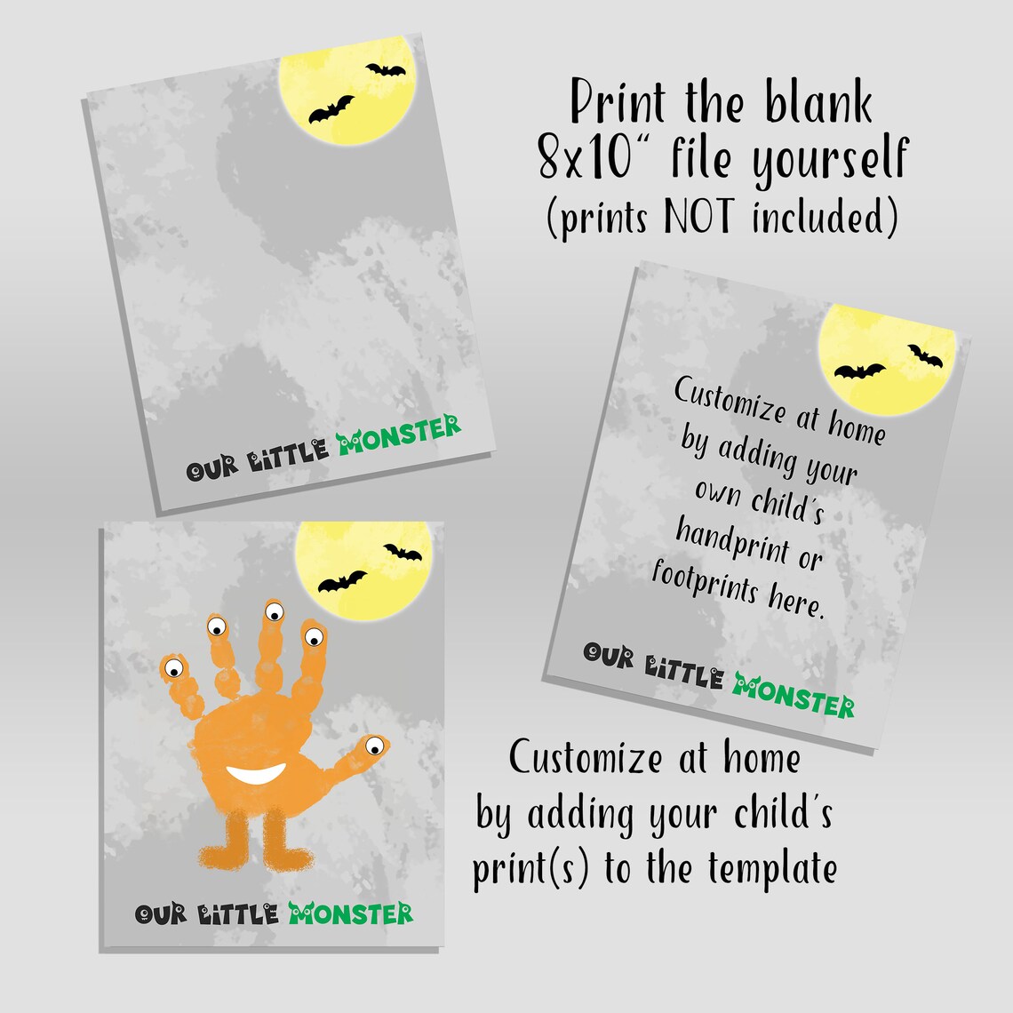 Handprint Art Halloween Handprint Craft for Kids Monster - Etsy