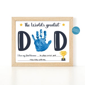 Worlds Greatest Dad Handprint Art, Father's Day Gift, Birthday Gift for ...