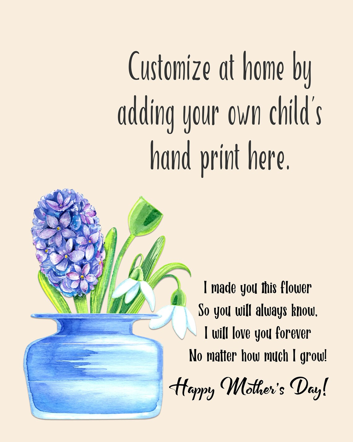 Handprint Art for Mom Gift for Mothers Day Gift for Grandma - Etsy