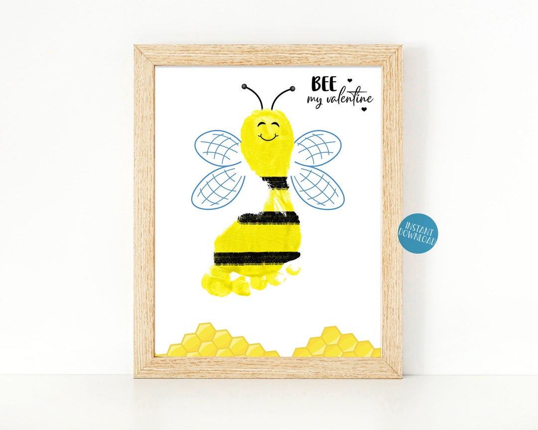 Bee Footprint Art, Valentine's Day Footprint Craft for Toddlers ...