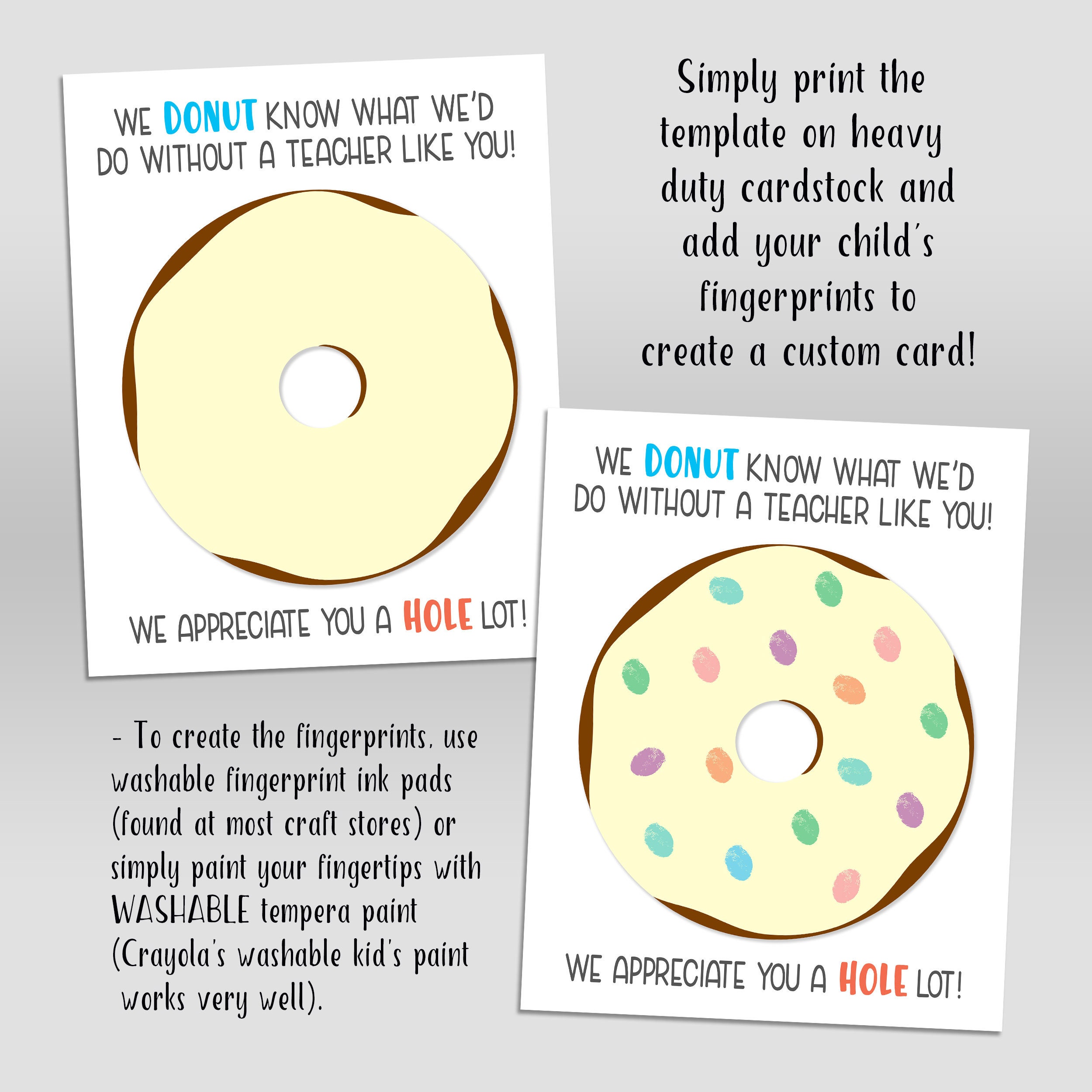 Teacher Fingerprint Gift Printable Class Thumbprint Donut - Etsy
