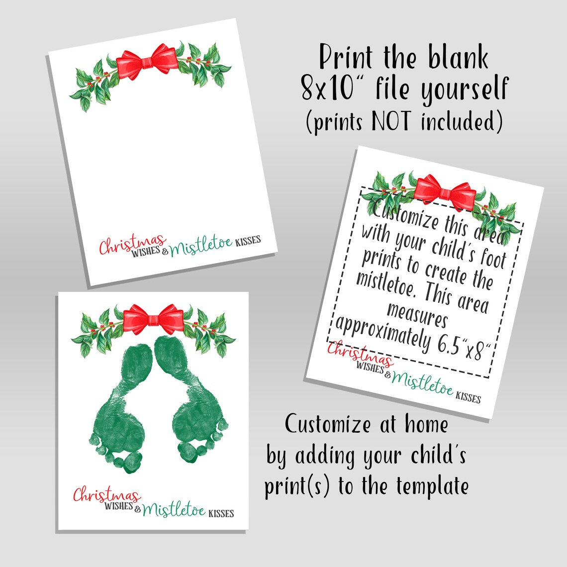 Mistletoe Kisses and Christmas Wishes Toddler Footprint Art - Etsy