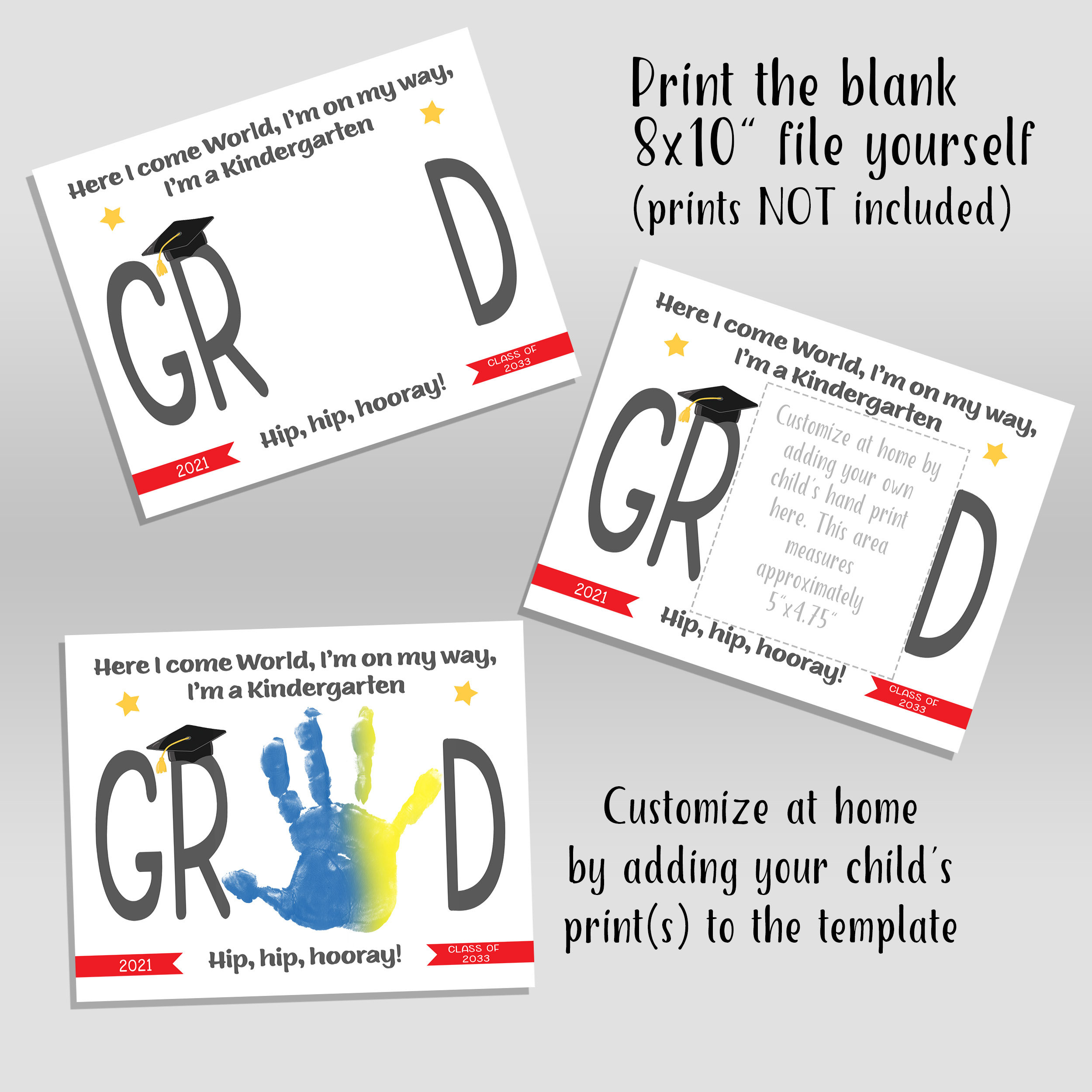 Kindergarten Graduation Keepsake Handprint Art DIY Kid - Etsy