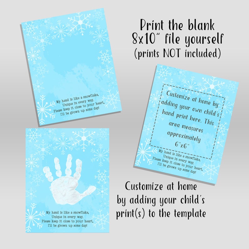 Winter Handprint Art, Baby Toddler Kids DIY Snowflake Craft, First ...