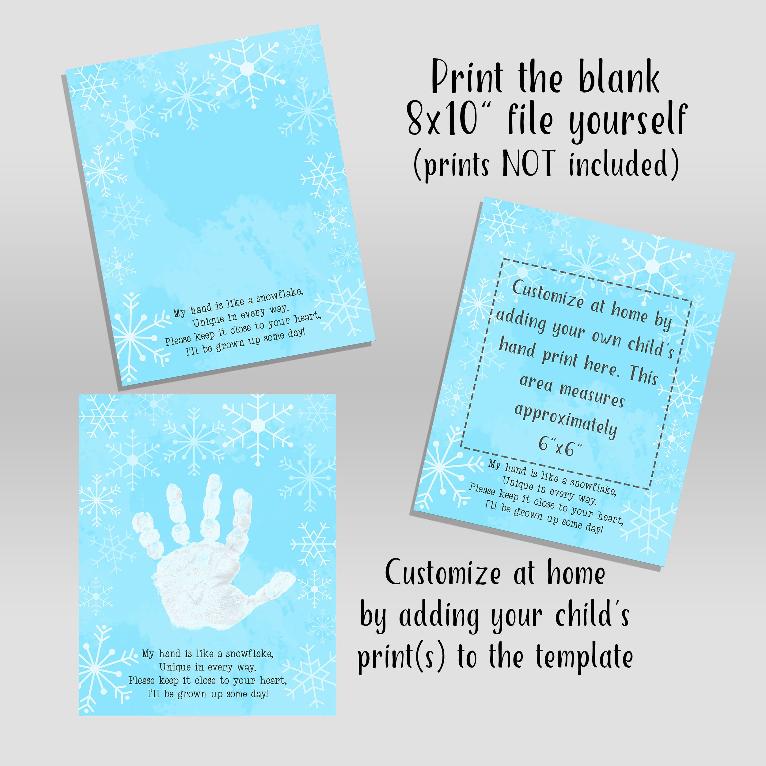 Winter Handprint Art Baby Toddler Kids DIY Snowflake Craft - Etsy