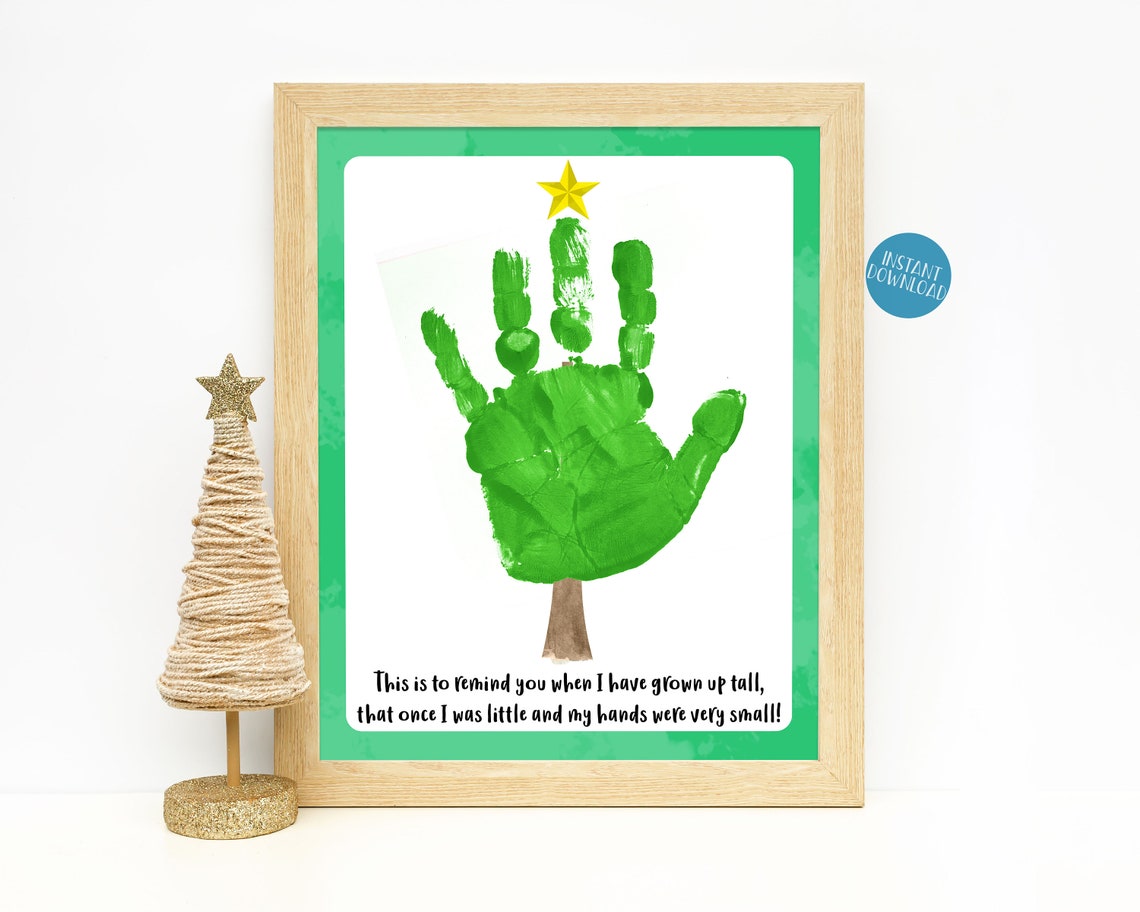 Christmas Tree Handprint Art, Baby Toddler Kids DIY Craft, First ...