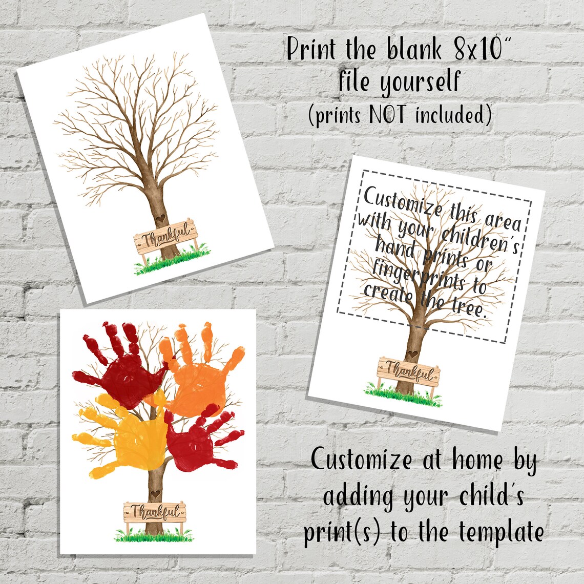 Thanksgiving Kid Craft Handprint Tree Art Handprint - Etsy