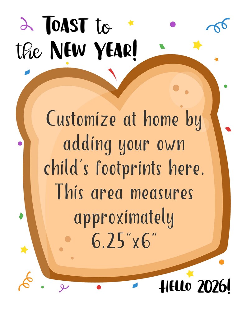 New Years 2026 Toast Footprint Art, New Year's Handprint Craft for ...