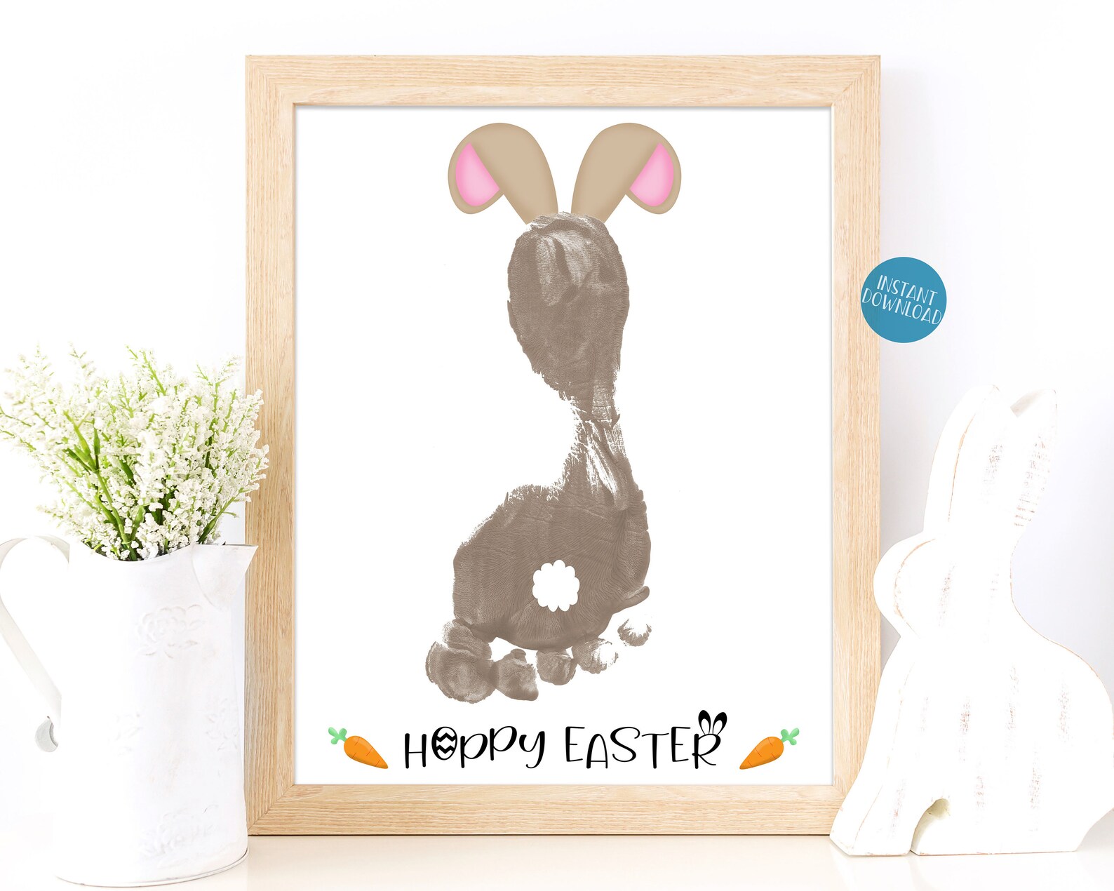 Easter Footprint Art Hoppy Easter Card Easter Bunny - Etsy