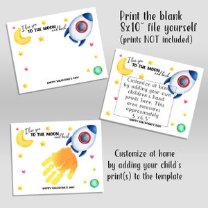 Valentine's Day Printable Card, Love You to the Moon and Back Handprint ...