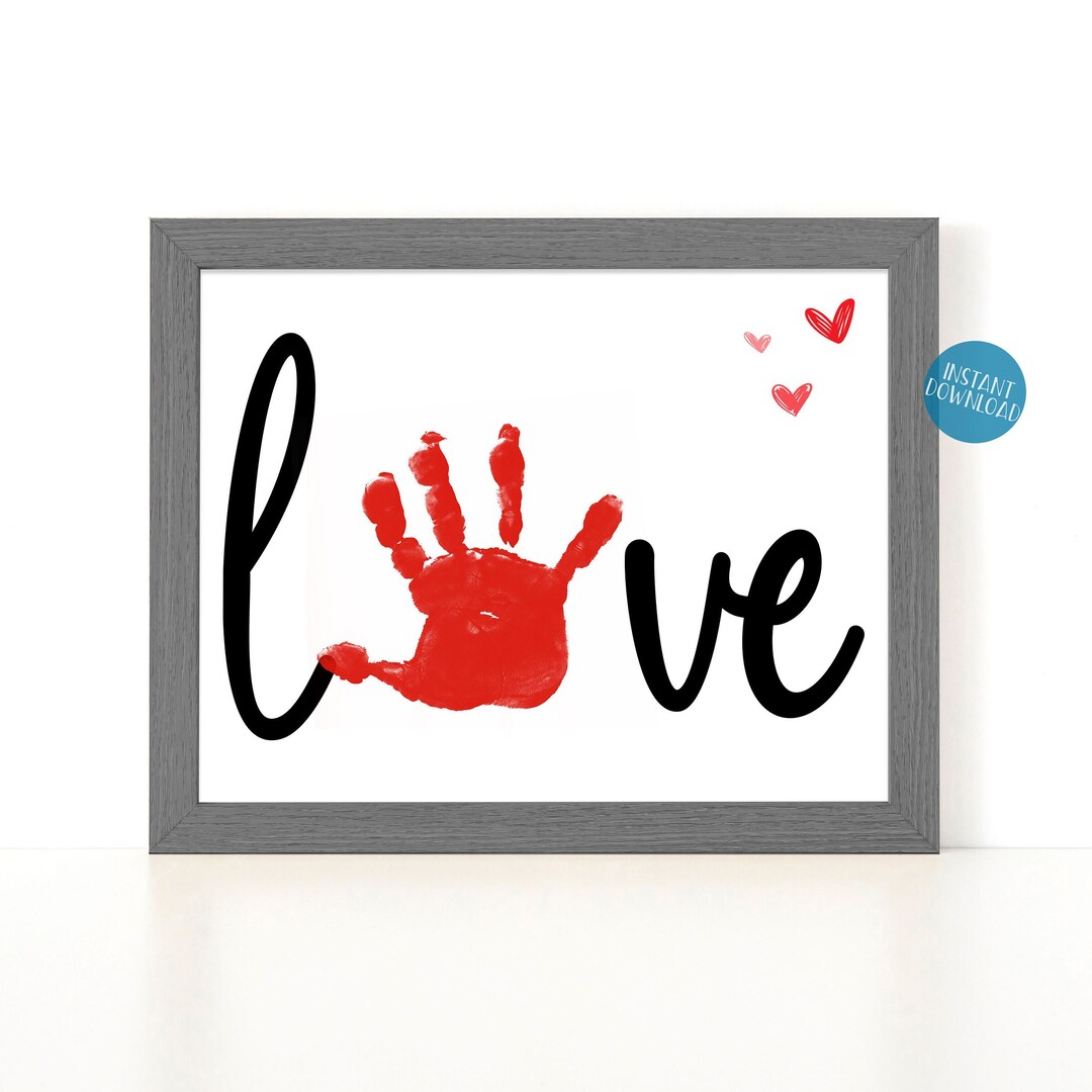 LOVE Handprint Art Valentine's Day Craft for Kids, Valentines Day Card ...