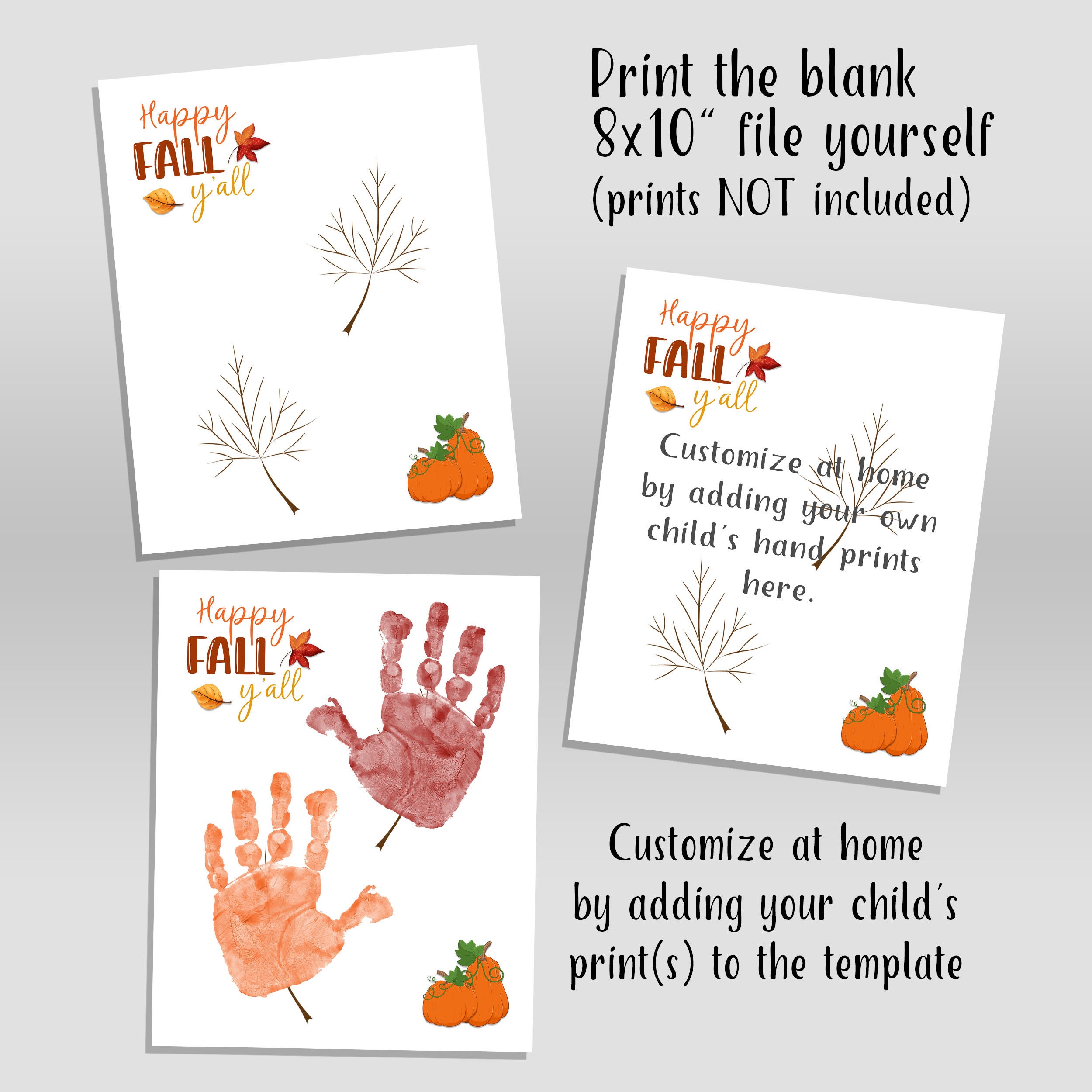 Happy Fall Y'all Leaf Handprint Art Autumn Handprint - Etsy