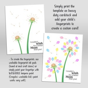 Mother's Day Dandelion Thumbprint Art, Gift for Mom, Mom Gift From Kids ...