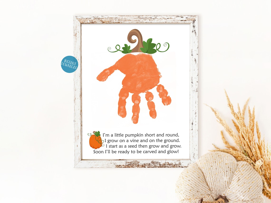 Halloween Handprint Art Pumpkin Handprint Craft for Kids - Etsy