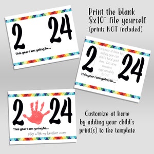 New Year's 2024 Handprint Art, New Year's Eve Printable, New Years ...