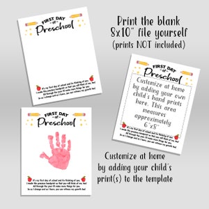 Back to School Poem Handprint Art, First Day of School Printable, DIY ...