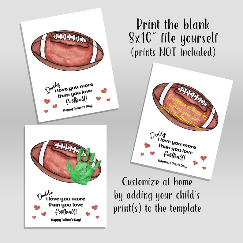 Father's Day Football Handprint Art Project Daddy - Etsy