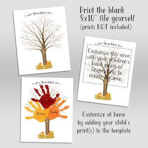 Thankful Tree Handprint Art, DIY Kid Craft Kit, Thanksgiving Handprint ...
